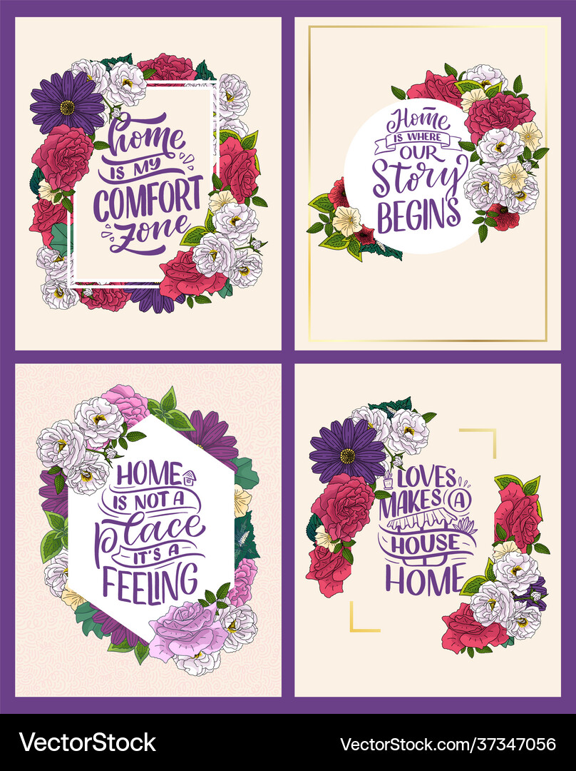 Set with hand drawn lettering quotes in modern Vector Image