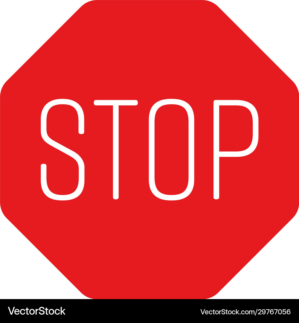 Stop traffic sign red octagon with white Vector Image