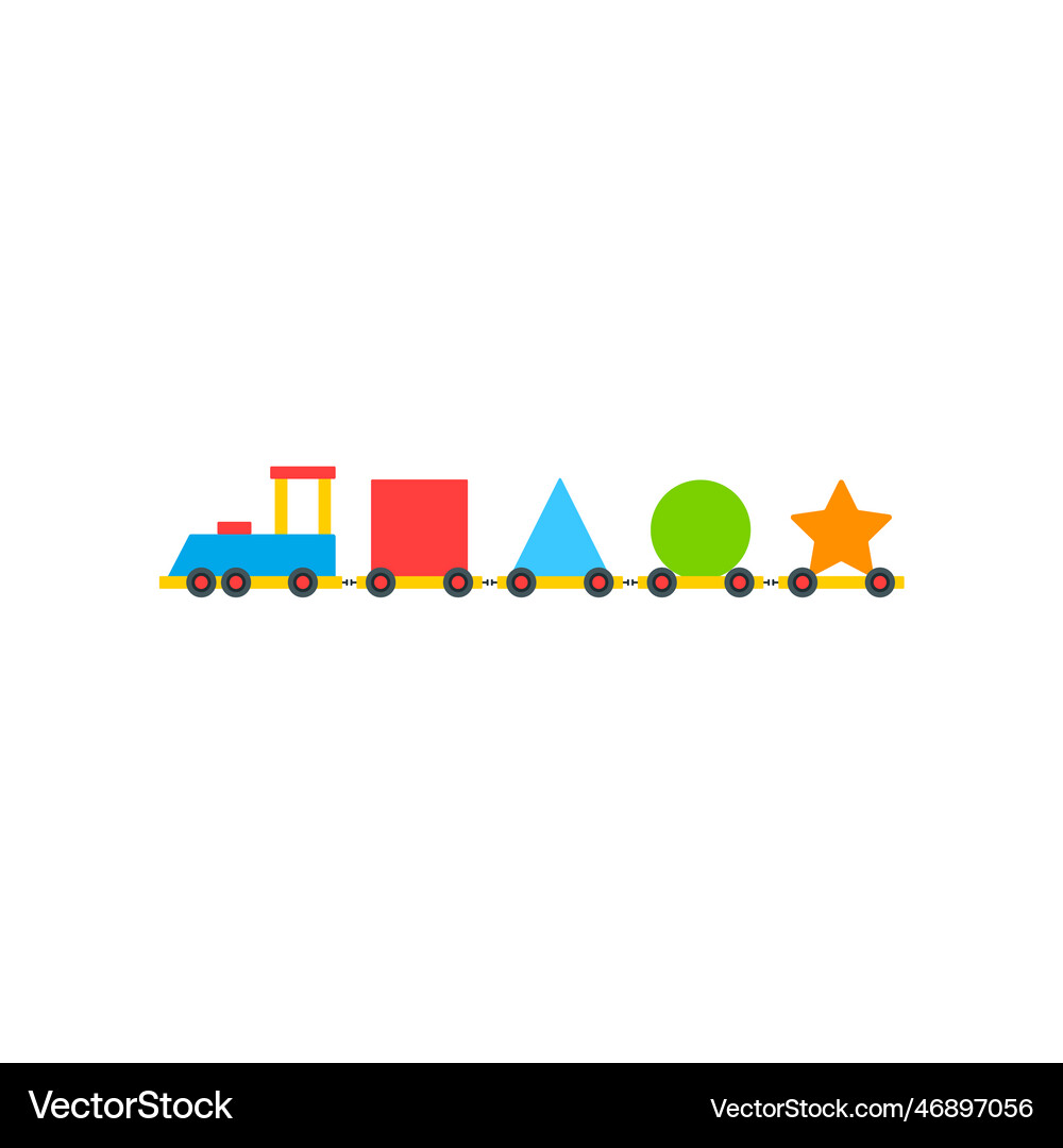 Toy train with shapes cartoon Royalty Free Vector Image