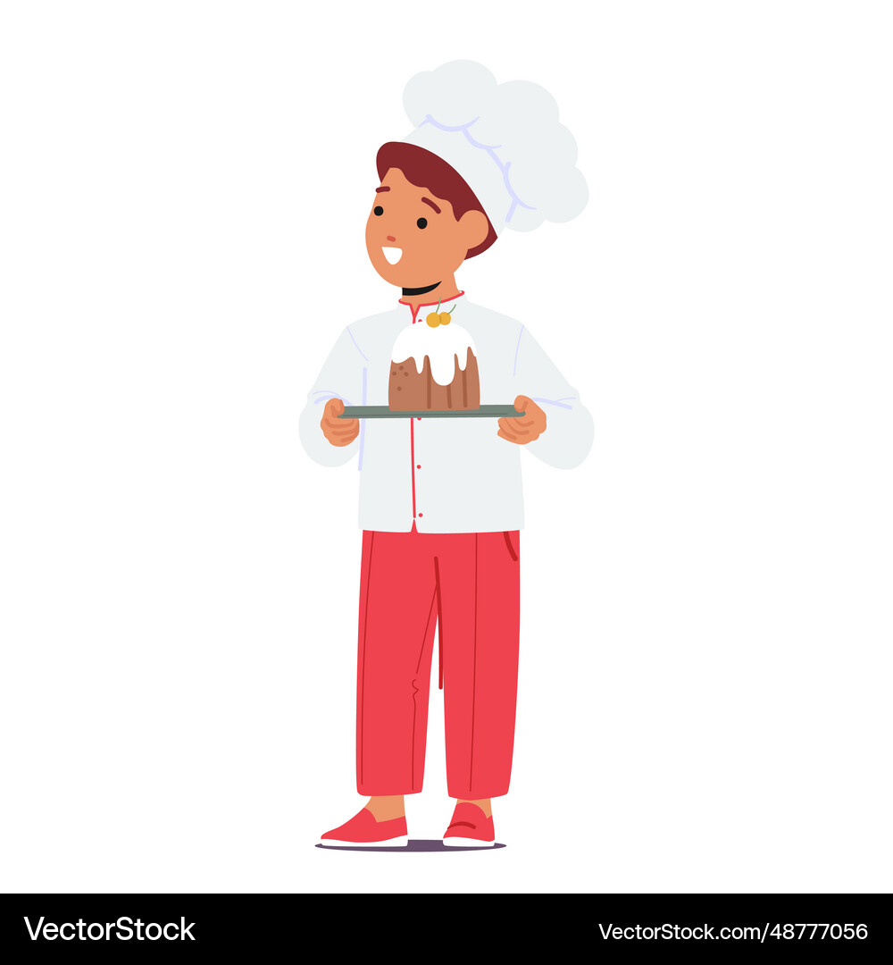 Young aspiring chef boy character proudly Vector Image