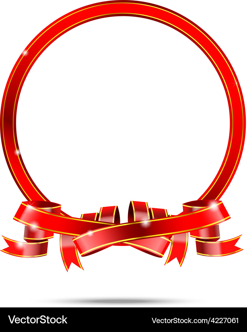 Blank for copy space red and gold ribbon tag Vector Image