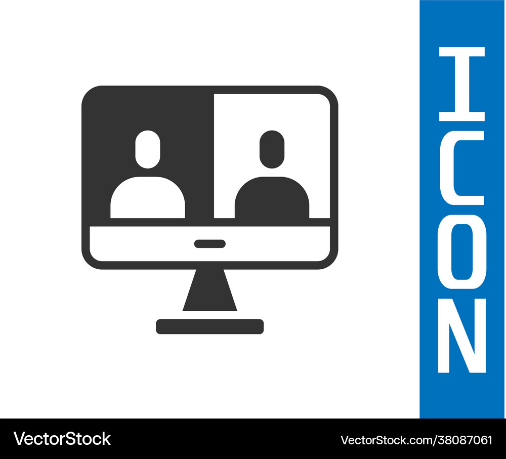 Grey video chat conference icon isolated on white Vector Image