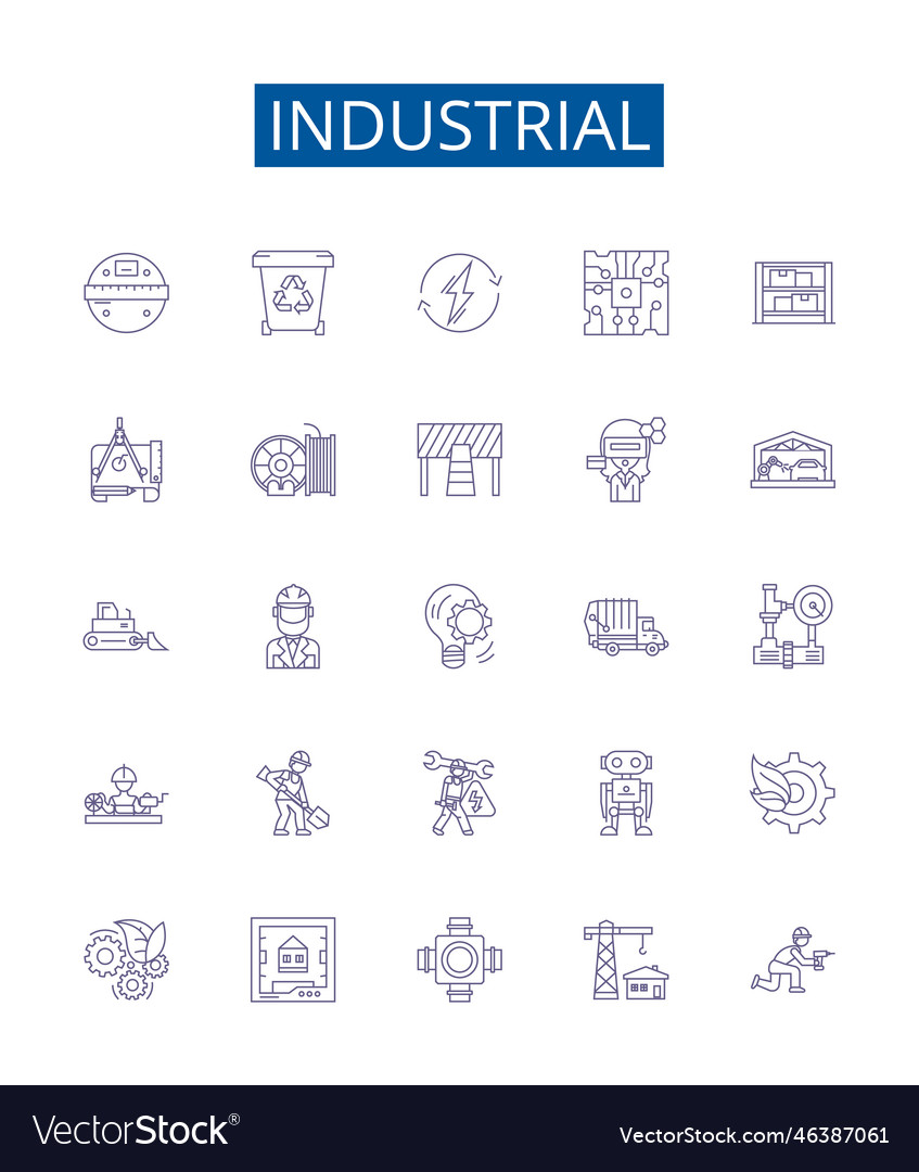 Industrial line icons signs set design collection Vector Image Industrial line icons signs set design collection Vector Image