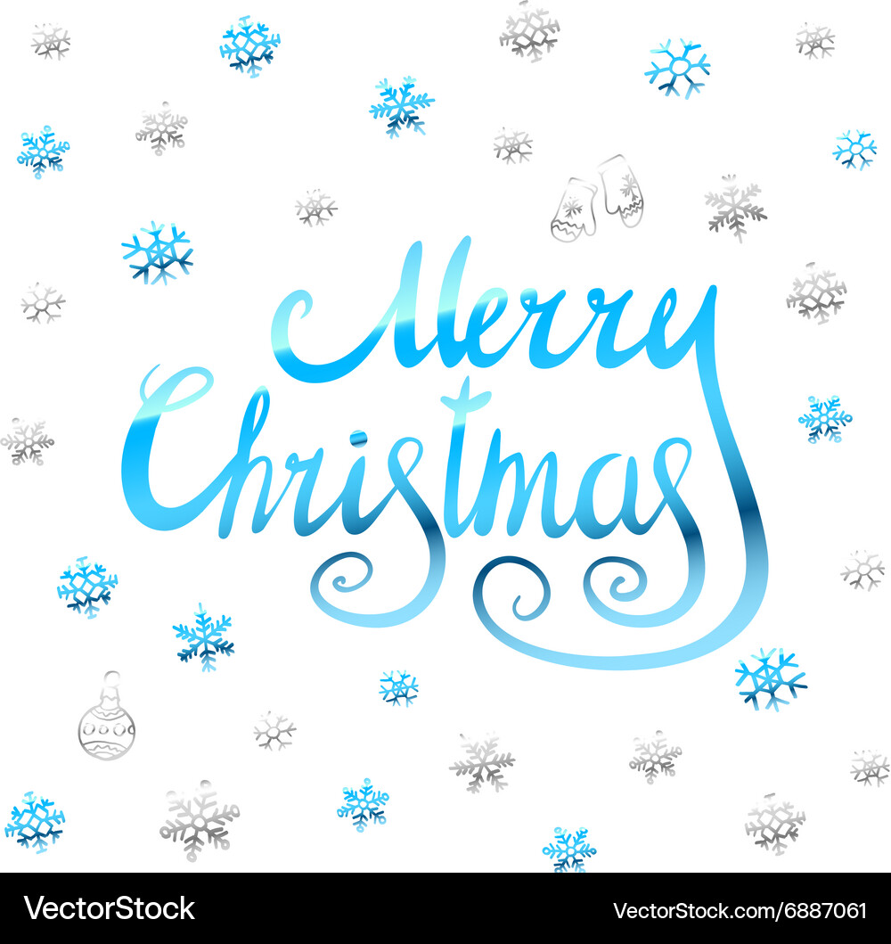 Merry christmas - blue glittering lettering design