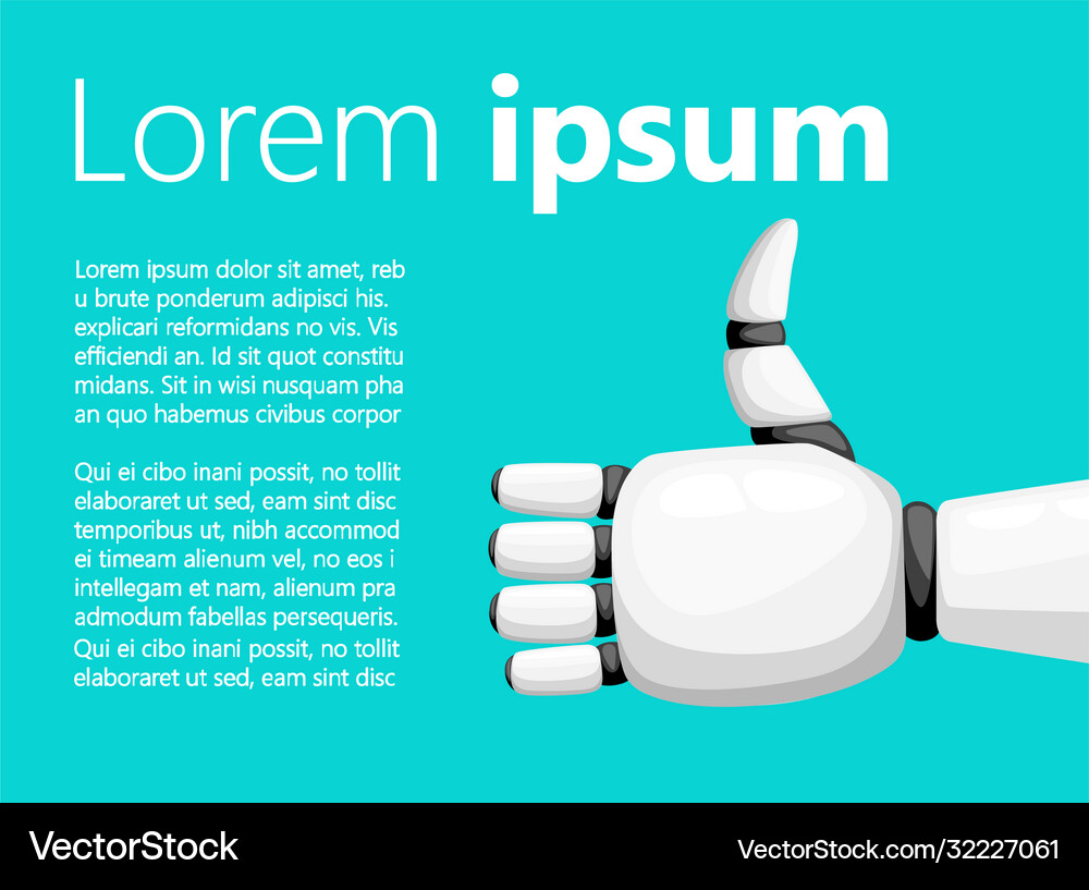 Thumbs up white robot hand or robotic arm Vector Image