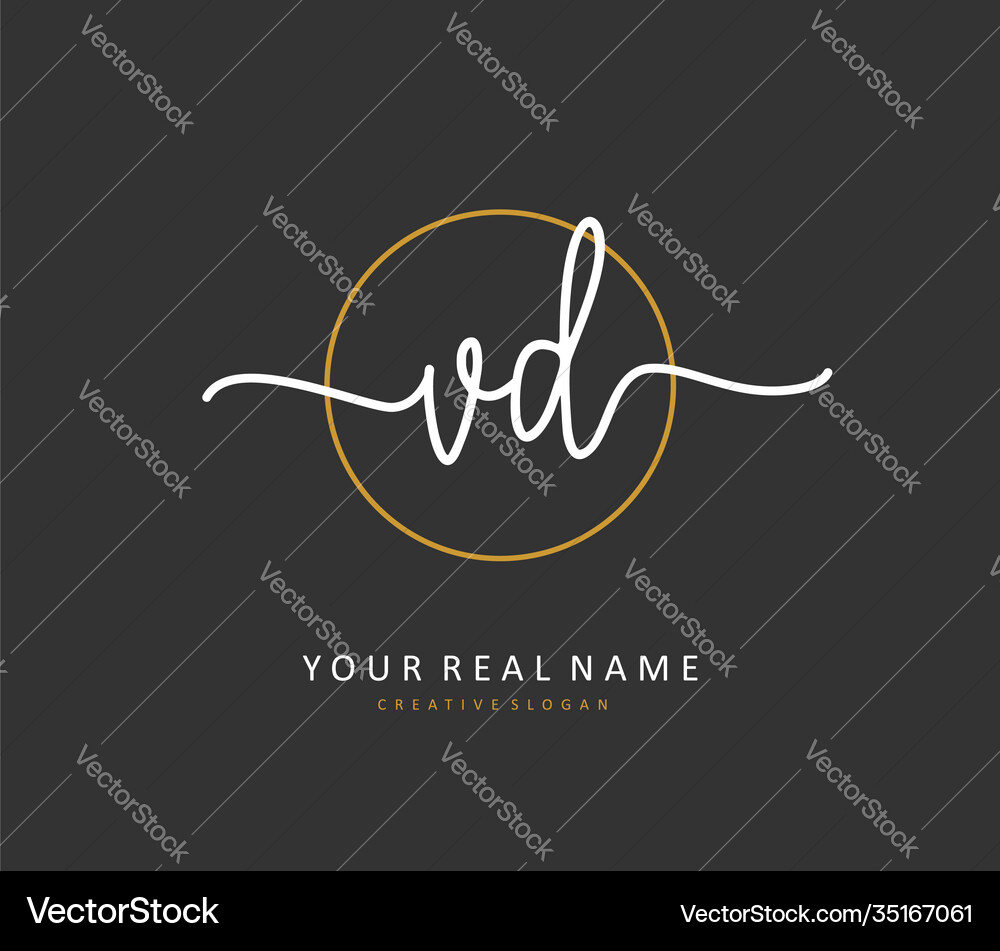 Vd initial letter handwriting and signature logo Vector Image