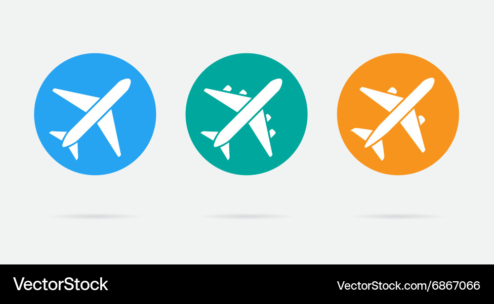 Aircraft or airplane flat minimal icons set Vector Image