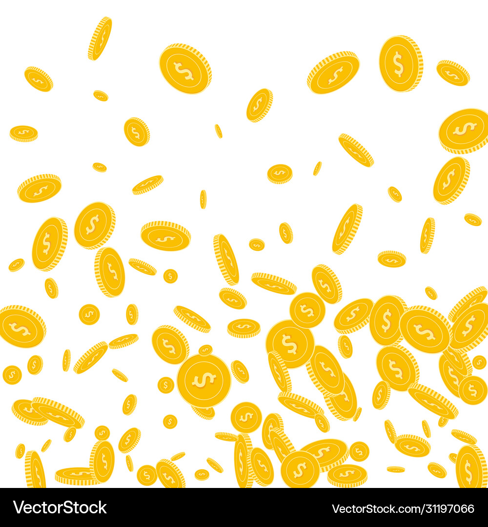 American dollar coins falling scattered disorderl Vector Image