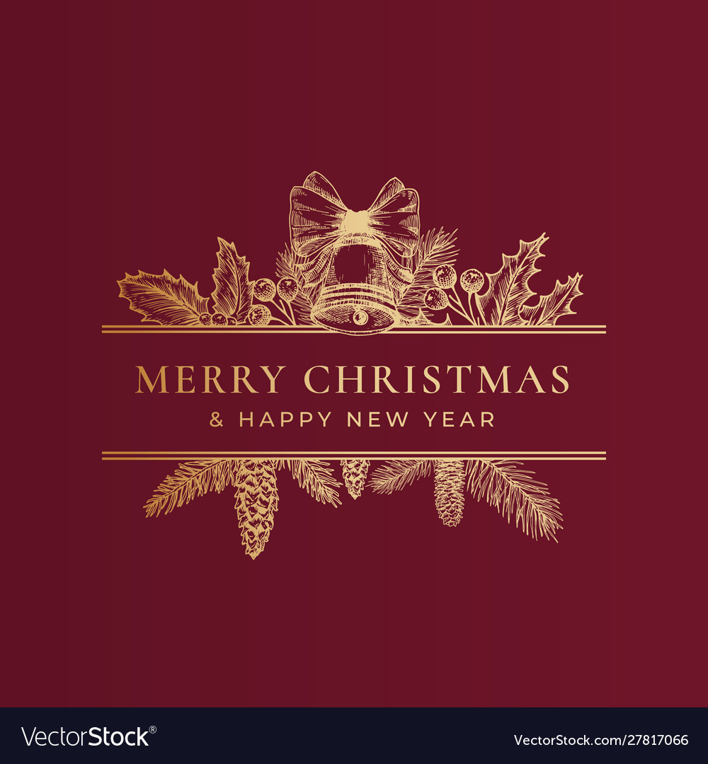 Christmas frame banner with vintage typography Vector Image