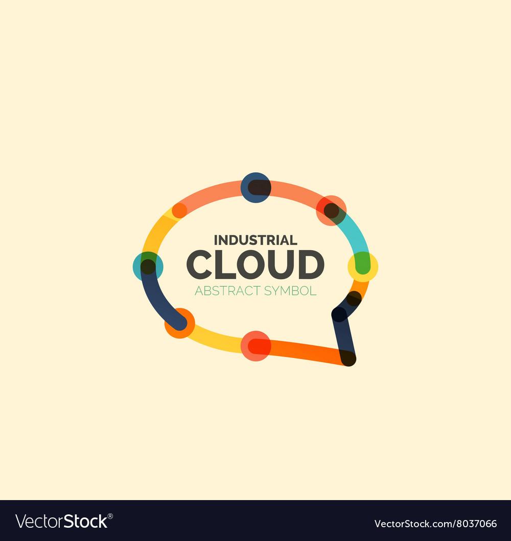 Flat linear design speech cloud logo talk bubble Vector Image