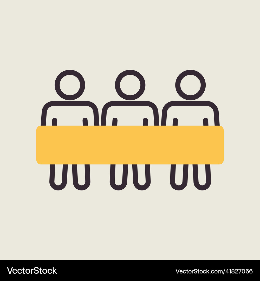 Group of protesting people with big placard icon Vector Image