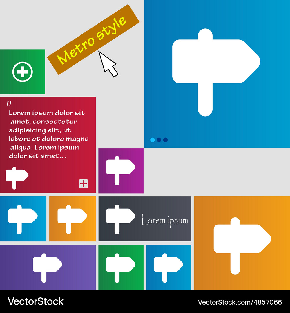 Information road icon sign metro style buttons Vector Image