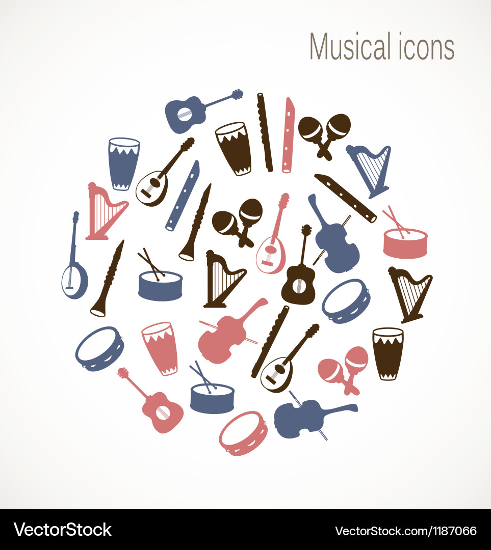 Musical instrument icons Royalty Free Vector Image