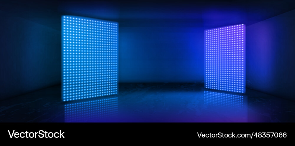 Neon room with led light stage background Vector Image