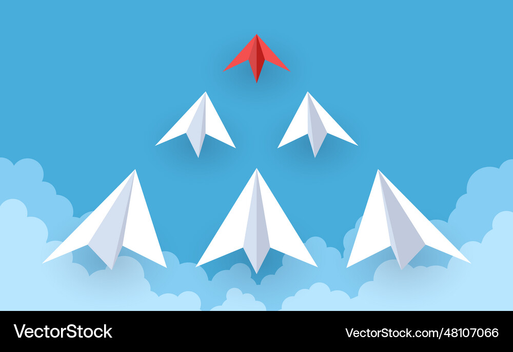Paper plane red and white airplanes flying Vector Image