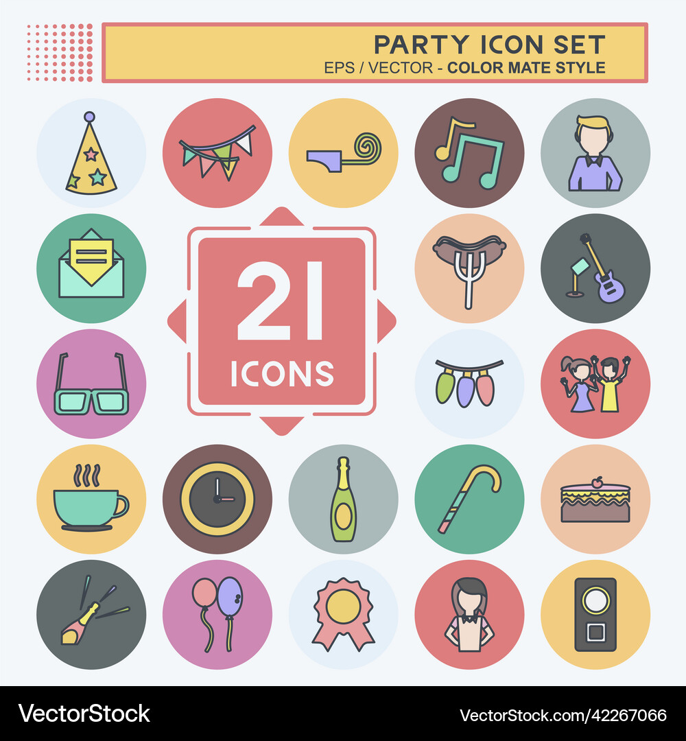 Party icon set suitable for education symbol Vector Image