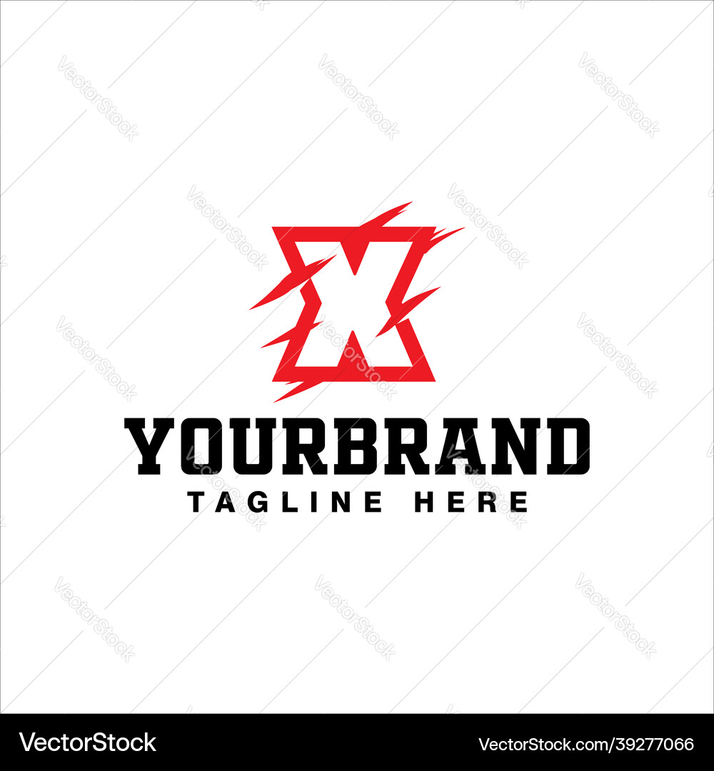 Red etched logo x design isolated on a white Vector Image