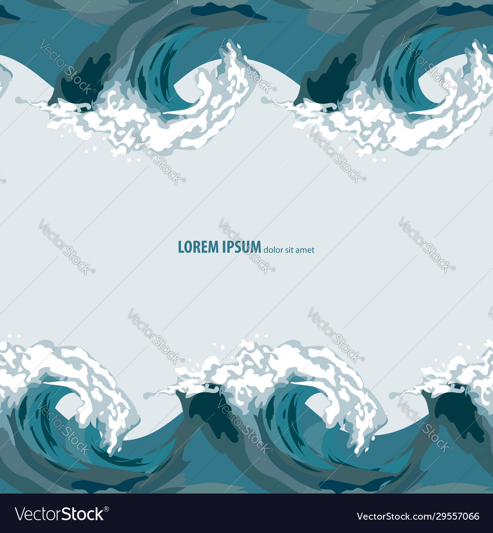 Sea waves ocean frame seamless pattern eps 10 Vector Image