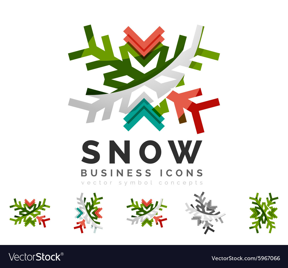 Set of abstract colorful snowflake logo icons Vector Image