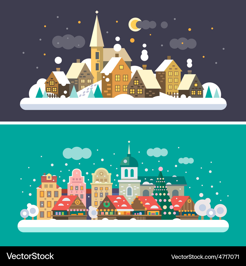 Christmas landscapes Royalty Free Vector Image