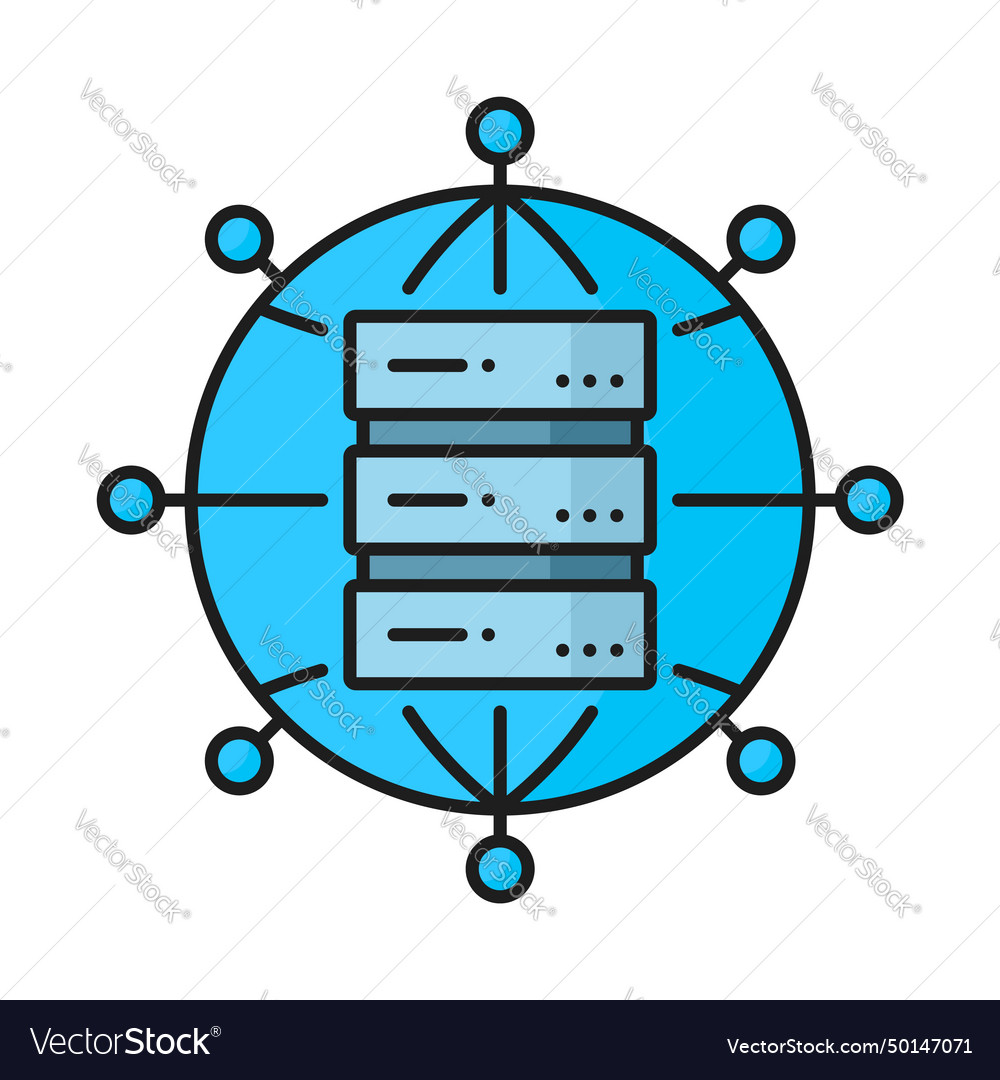 Database server and data network cloud color icon Vector Image