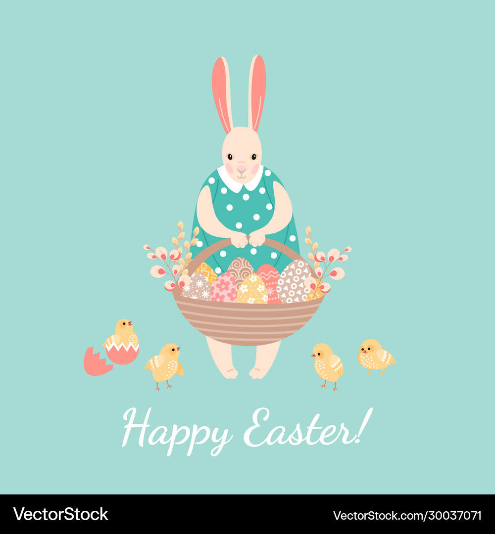 Easter greeting card with a happy bunny Royalty Free Vector
