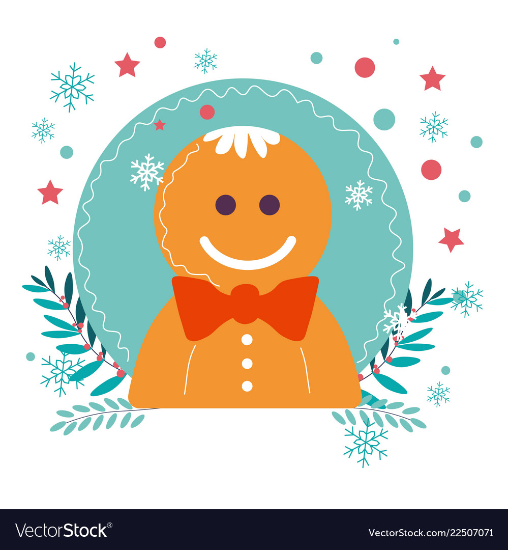 Gingerbread man cookie christmas winter holiday Vector Image