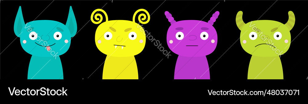 Monster face head set happy halloween cute Vector Image