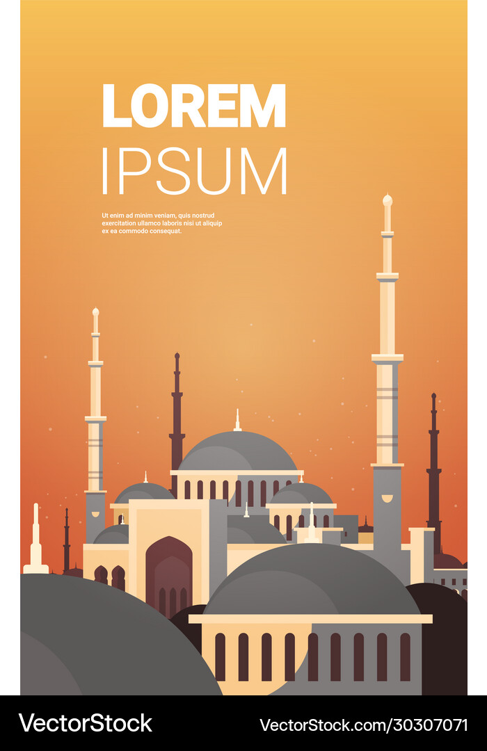 Nabawi mosque building architecture exterior Vector Image