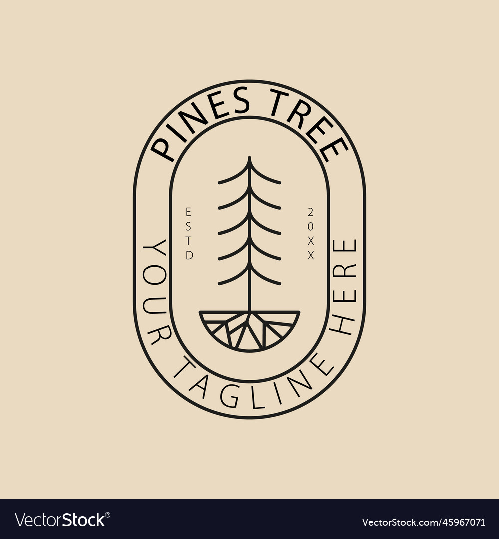 Pine tree line art logo icon and symbol Royalty Free Vector