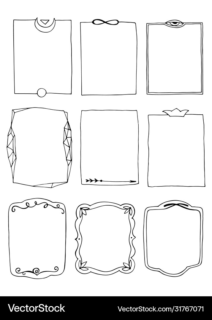 Set hand drawn doodle frames Royalty Free Vector Image