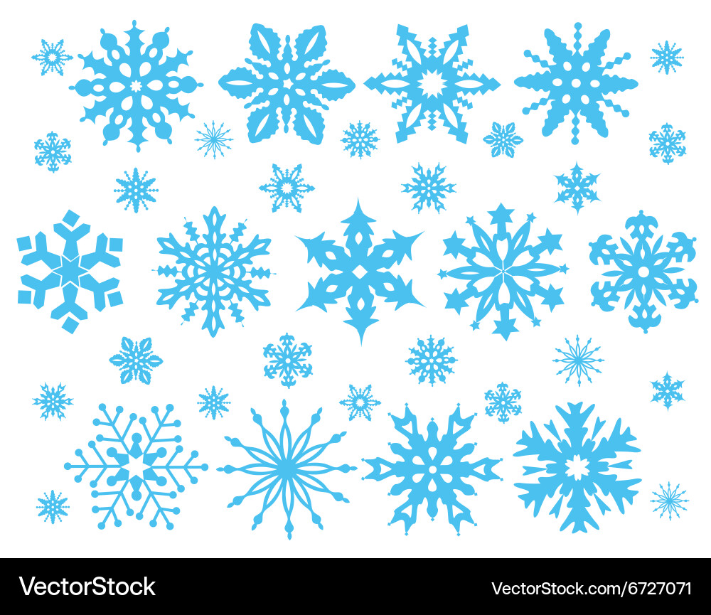 Set of blue snowflakes Royalty Free Vector Image