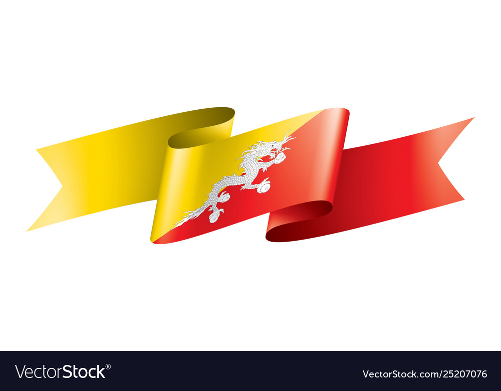Bhutan flag on a white Royalty Free Vector Image