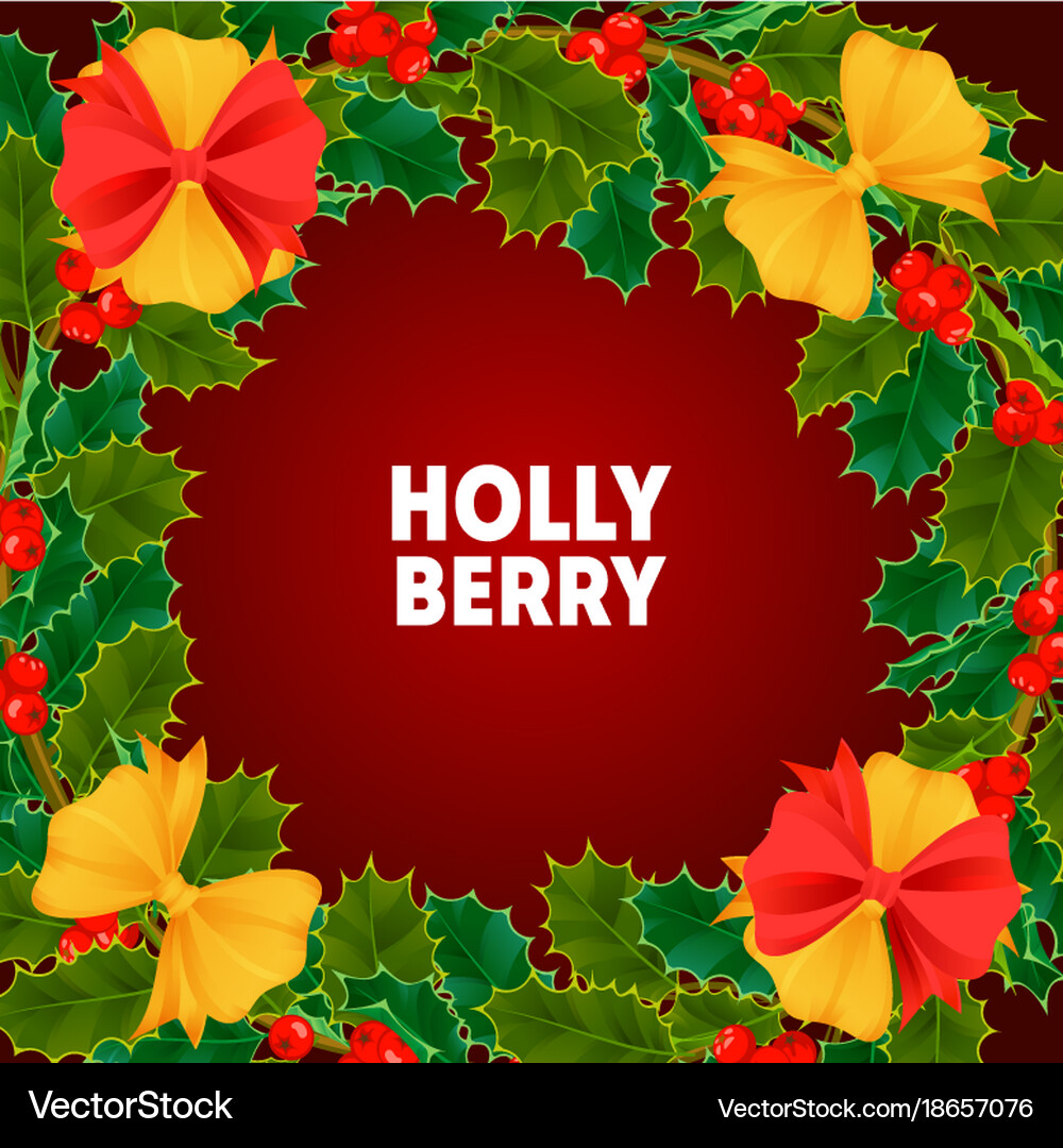 Christmas decorative leaves holly and branches Vector Image