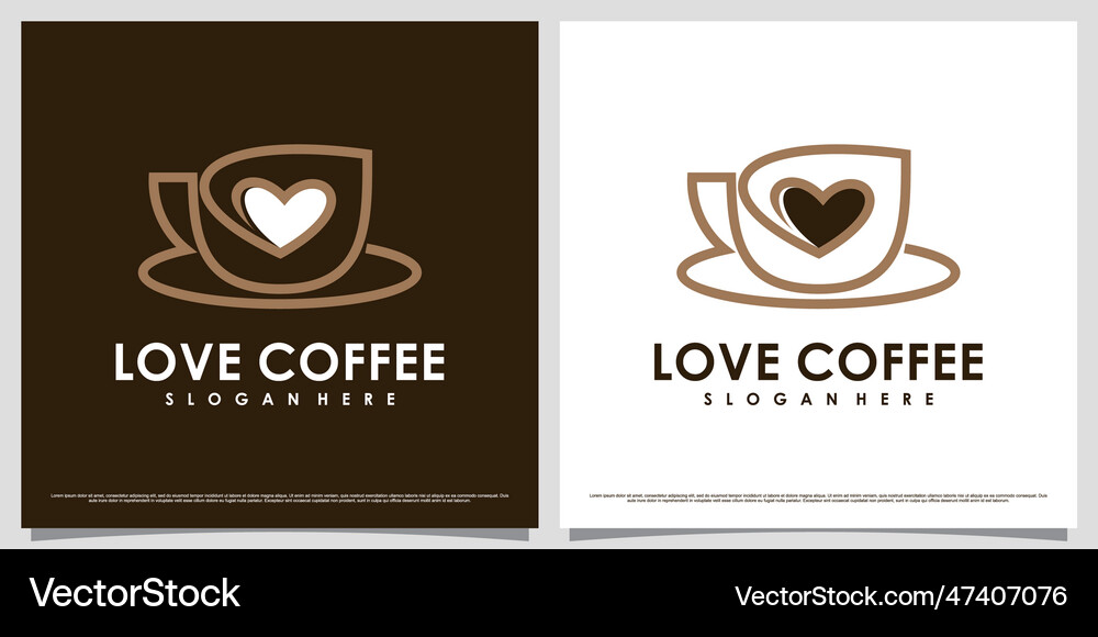 Coffee love logo design with cup icon and modern Vector Image
