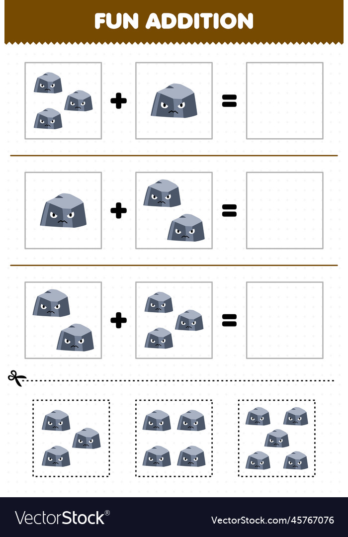 Education game for children fun addition by cut Vector Image