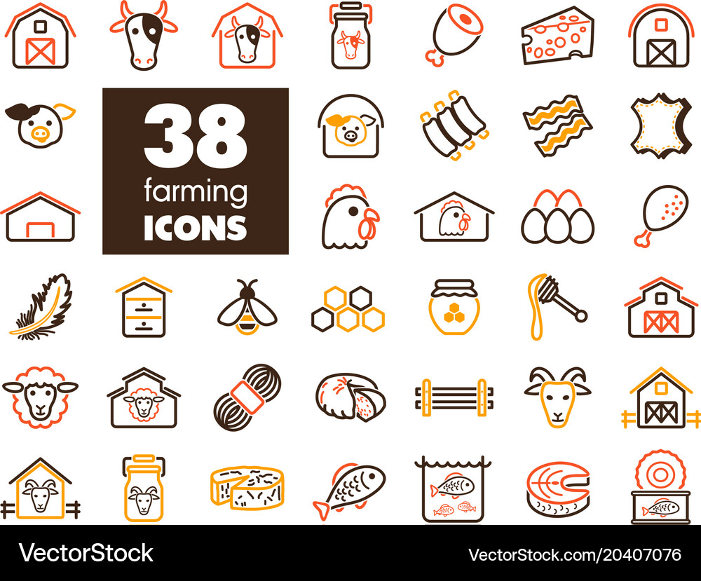 Farm animal icons set Royalty Free Vector Image