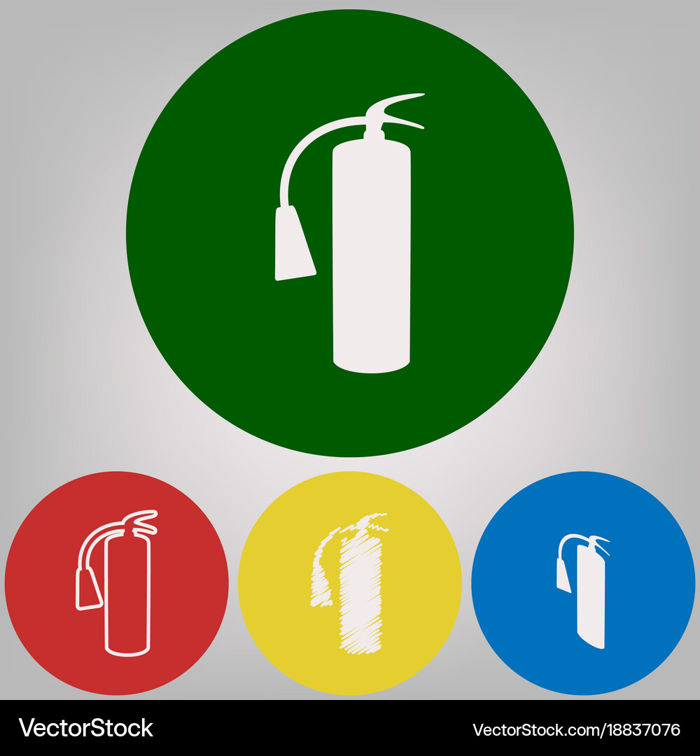 Fire extinguisher sign 4 white styles Royalty Free Vector