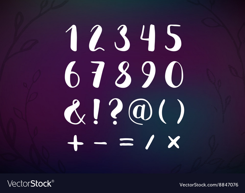 Hand drawn script numbers from 0 to 9 digits Vector Image