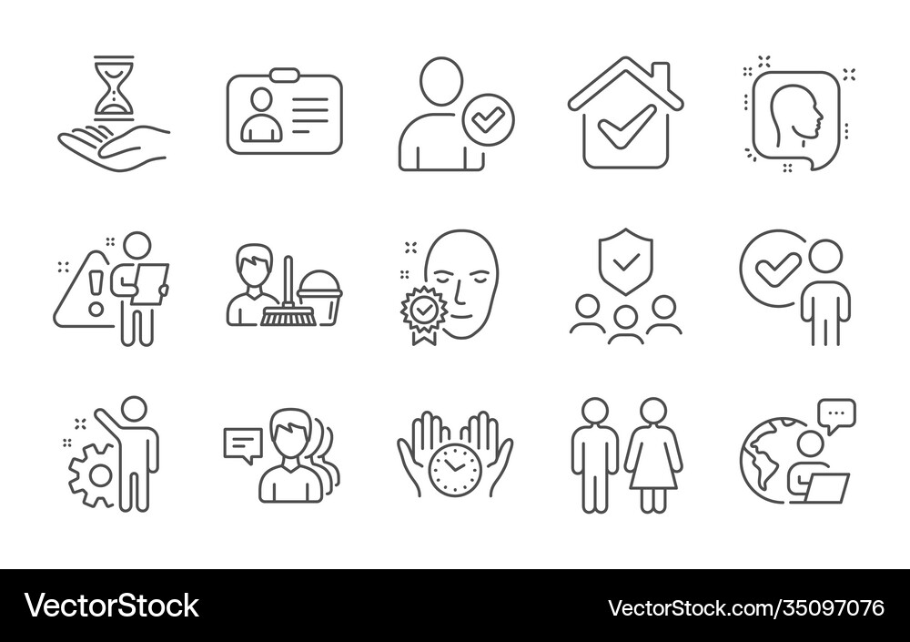 Identity confirmed head and employee icons set Vector Image
