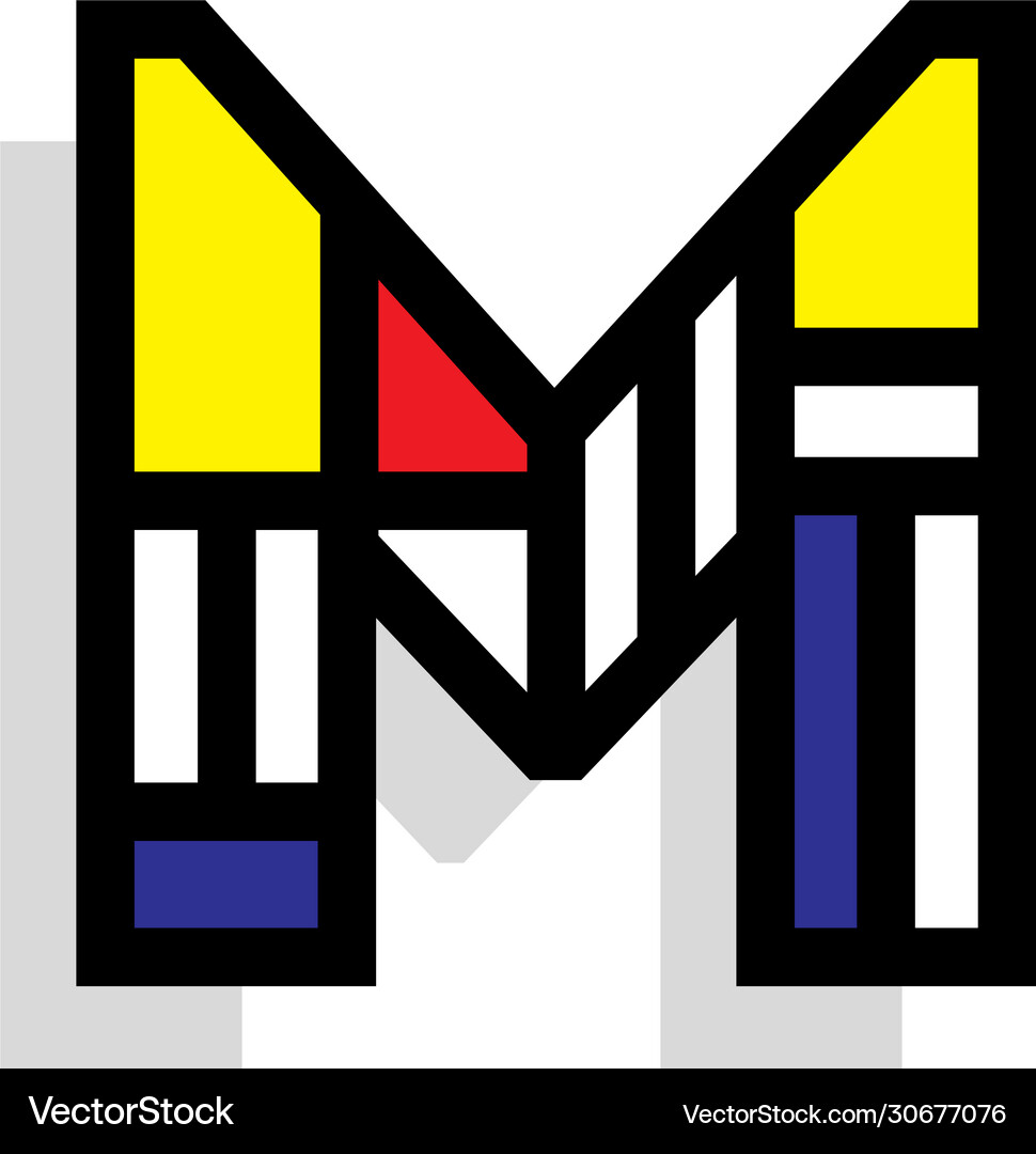 Letter mondrian retro design m Royalty Free Vector Image