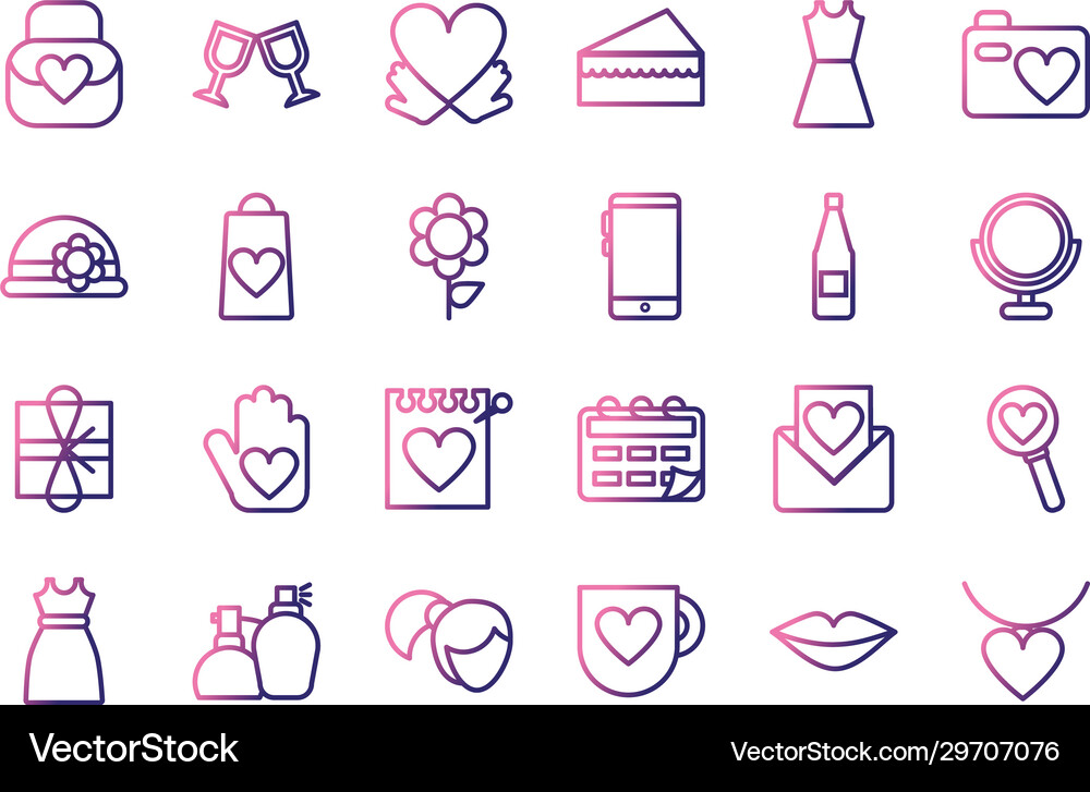 Set icons women daygradient style icon Royalty Free Vector