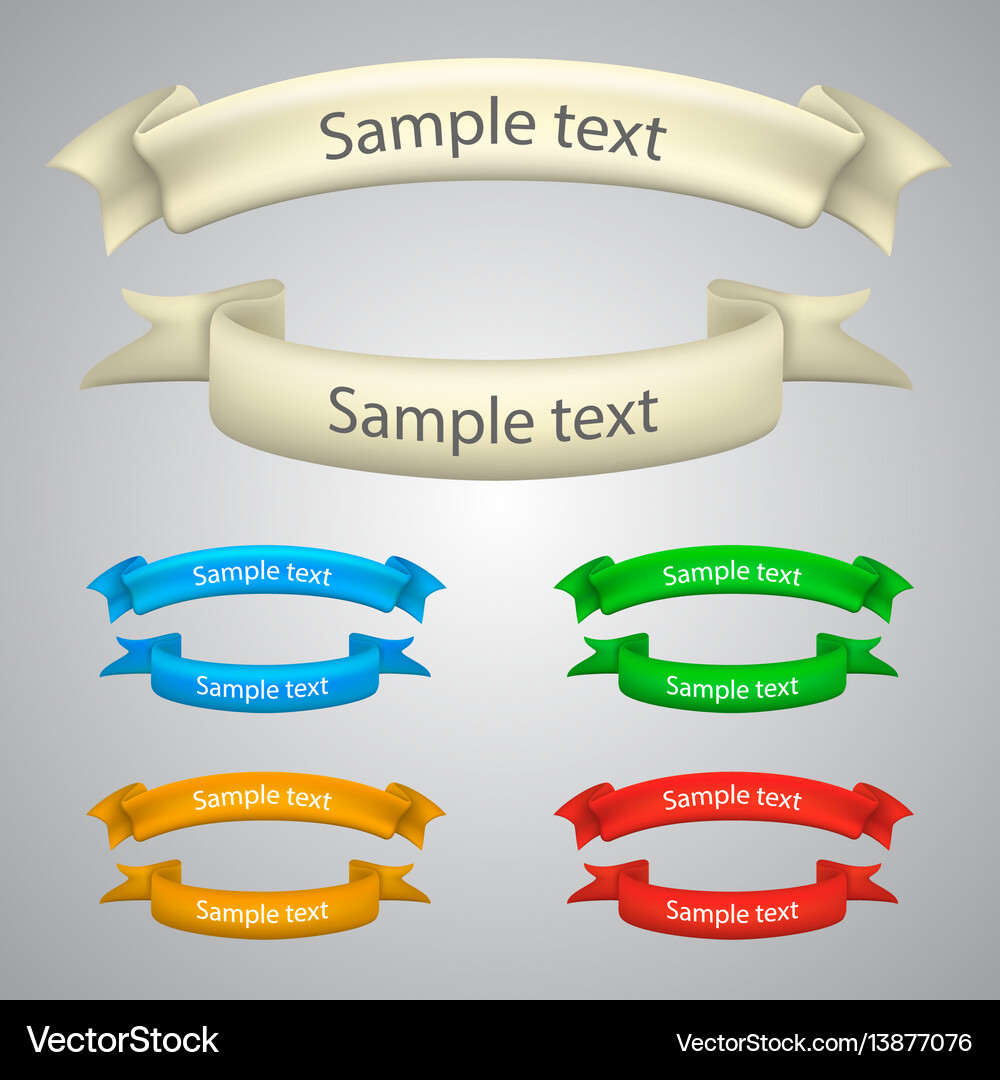 Set of five curled ribbons Royalty Free Vector Image