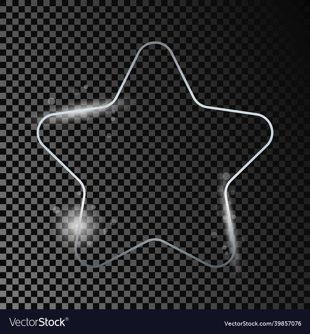 Silver glowing rounded star shape frame Royalty Free Vector