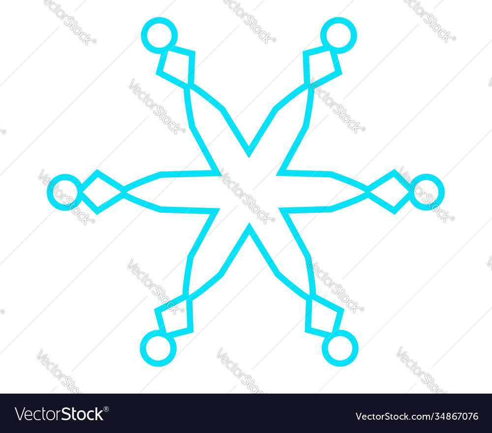Snowflake - linear blue Royalty Free Vector Image