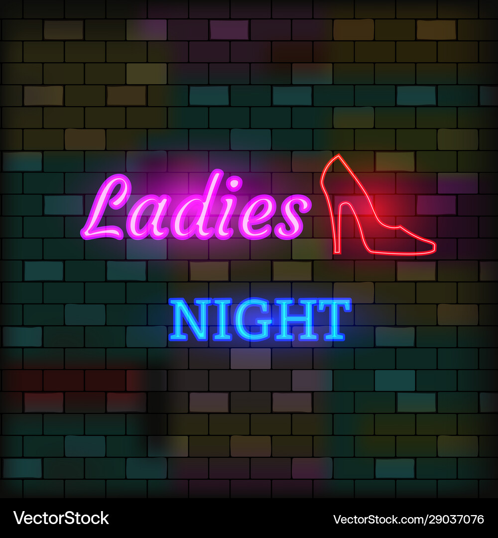 Vip neon icon cute ladies night Royalty Free Vector Image