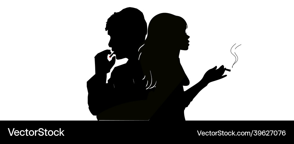 Woman and man smoking Royalty Free Vector Image