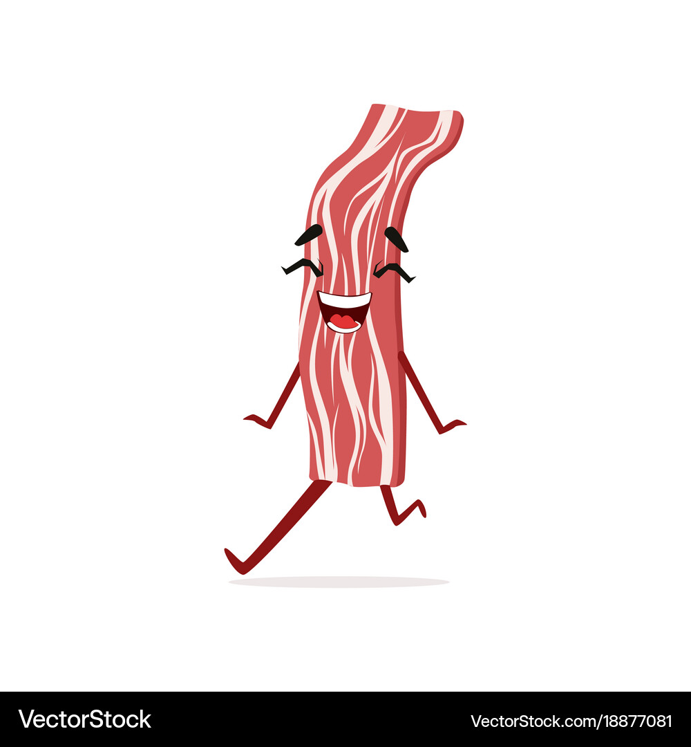 Cheerful Cartoon Bacon Character Royalty Free Vector Image