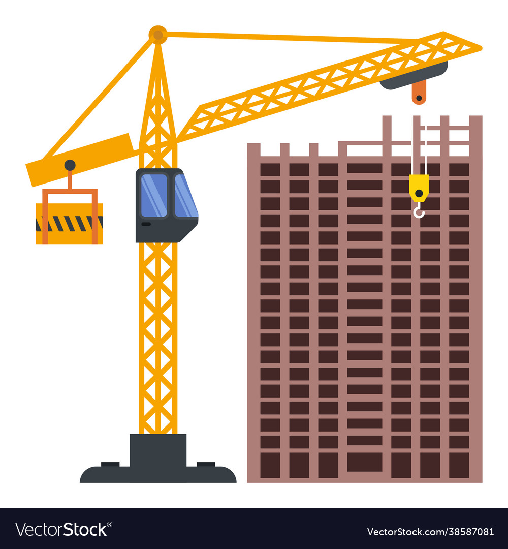 Construction Crane Vector Construction Crane On A Site Against Royalty