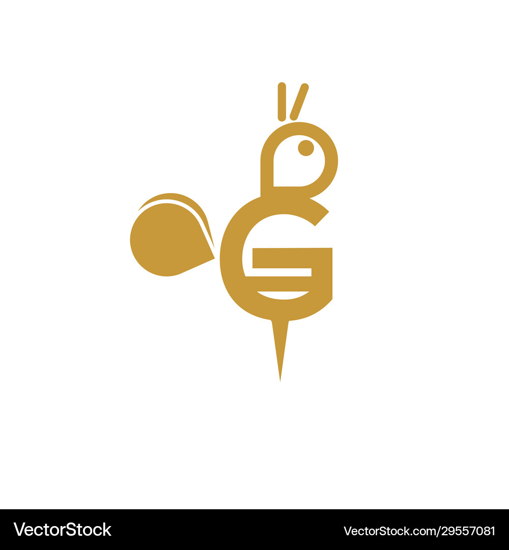 Gold bee logo letter g Royalty Free Vector Image
